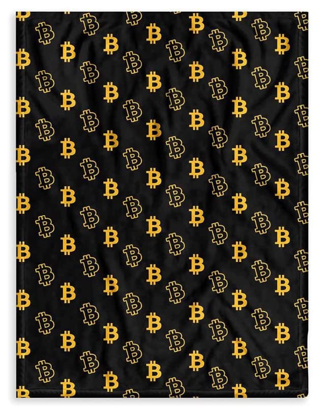 Seamless Bitcoin Cryptocurrency Blanket Bitcoin Fleece Blanket Sherpa Blanket Woven Blanket for Men Gifts for Him, Multicolor, 50x60IN