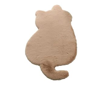 cat-shaped area rug ultra soft fluffy rugs for living room 1.5×3 feet,anti-slip furry rug for bedroom easy clean plush carpet for nursery shaggy rugs for teen room decor (khaki)