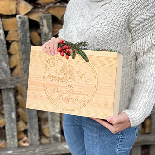 Wood Storage Box Container with Hinged Lid and Front Clasp, 8.6'' x 6'' x 3'' Personalized Memory Box Gift, Rustic Wood Boxes for Crafts DIY Storage Hobbies and Home Decoration