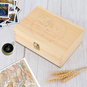 Wood Storage Box Container with Hinged Lid and Front Clasp, 8.6'' x 6'' x 3'' Personalized Memory Box Gift, Rustic Wood Boxes for Crafts DIY Storage Hobbies and Home Decoration