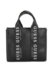 guess factory women’s logo-tape mini tote crossbody handbag black