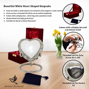 White Heart Keepsake Urn - Mini Cremation Urn with Stand & Box - Small White Urn for Ashes - Token Urn for Human Ashes or Pet - Honor Your Loved One with a White Heart Urn - Perfect Mini Urn Keepsake