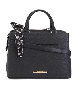 halloween embossed saffiano skull motif satchel for women (saffiano skull)