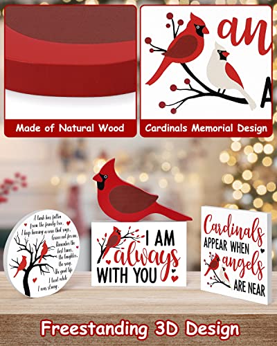 Cardinal Tiered Tray Decor Memorial Gifts Wooden Red Birds Cardinals Christmas Decorations Winter Farmhouse Sign Red Cardinals Appear When Angels Are Near Bird on Tree Cardinal Gift for Her Set of 4