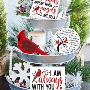 Cardinal Tiered Tray Decor Memorial Gifts Wooden Red Birds Cardinals Christmas Decorations Winter Farmhouse Sign Red Cardinals Appear When Angels Are Near Bird on Tree Cardinal Gift for Her Set of 4