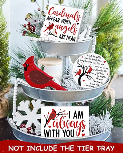 Cardinal Tiered Tray Decor Memorial Gifts Wooden Red Birds Cardinals Christmas Decorations Winter Farmhouse Sign Red Cardinals Appear When Angels Are Near Bird on Tree Cardinal Gift for Her Set of 4