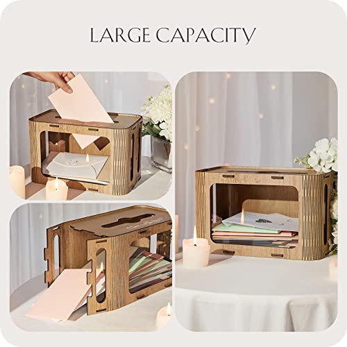 AW BRIDAL Wedding Card Box for Wedding Reception, Gift Card Box Rustic Wood Money Box Holder Anniversary Wedding Gifts Decorations, Light Wood