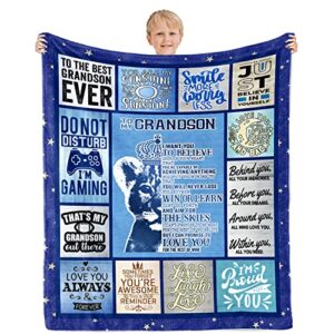 grandson gifts from grandma grandpa, blanket for grandson, gifts for grandson, grandson birthday gifts, best grandson ever gift throw blanket 60″x50″ grandson gift ideas for christmas graduation