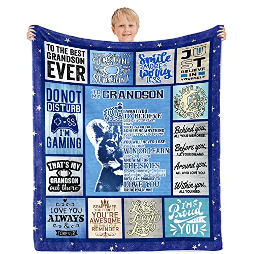 Grandson Gifts from Grandma Grandpa, Blanket for Grandson, Gifts for Grandson, Grandson Birthday Gifts, Best Grandson Ever Gift Throw Blanket 60"x50" Grandson Gift Ideas for Christmas Graduation