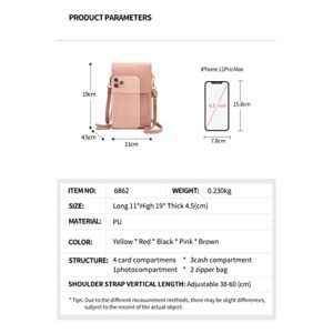 Cute and Stylish Mobile Phone Case Bag, Small Crossbody Cell Phone Purse for Women, Mini Messenger Shoulder Handbag Wallet (Red)