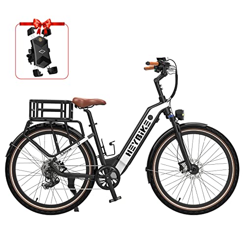 Heybike Cityrun Electric Bike, 500W City Cruiser Ebike, 48V 15Ah Removable Battery, Step-Thru Electric Bicycle with APP Control, Shimano 7-Speed, Commuter Electric Bike for Adults