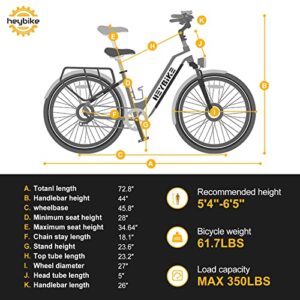 Heybike Cityrun Electric Bike, 500W City Cruiser Ebike, 48V 15Ah Removable Battery, Step-Thru Electric Bicycle with APP Control, Shimano 7-Speed, Commuter Electric Bike for Adults