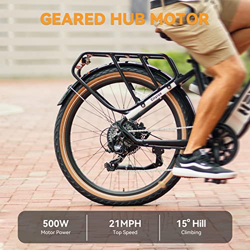 Heybike Cityrun Electric Bike, 500W City Cruiser Ebike, 48V 15Ah Removable Battery, Step-Thru Electric Bicycle with APP Control, Shimano 7-Speed, Commuter Electric Bike for Adults