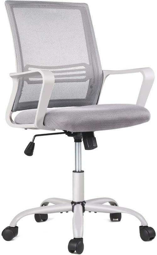 Home Office Chair, Ergonomic Computer Executive Task Desk Mesh Mid High Back with Lumbar Support, Armrest, Rocking Swivel Tilt Function, Wheels, Sponge Seat Cushions for Adult