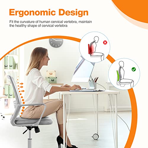 Home Office Chair, Ergonomic Computer Executive Task Desk Mesh Mid High Back with Lumbar Support, Armrest, Rocking Swivel Tilt Function, Wheels, Sponge Seat Cushions for Adult