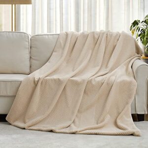 Cozy Bliss Super Soft Fuzzy Herringbone Faux Fur Throw Blanket for Couch 60"x80", Chevron Faux Fur Blanket Throw Blanket, Luxury Plush Decorative Throw Blanket for Sofa Bed (60" x 80", Beige)