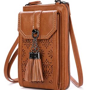 SIIHENRRY Small Crossbody Cell Phone Purse for Women, RFID Blocking Wallet Purse with Tassel, with Credit Card Slots