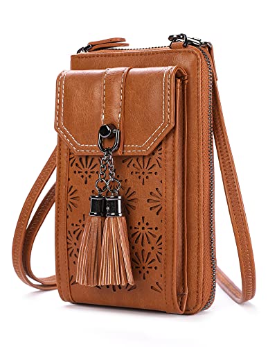 SIIHENRRY Small Crossbody Cell Phone Purse for Women, RFID Blocking Wallet Purse with Tassel, with Credit Card Slots