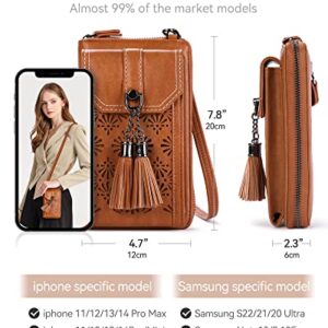 SIIHENRRY Small Crossbody Cell Phone Purse for Women, RFID Blocking Wallet Purse with Tassel, with Credit Card Slots