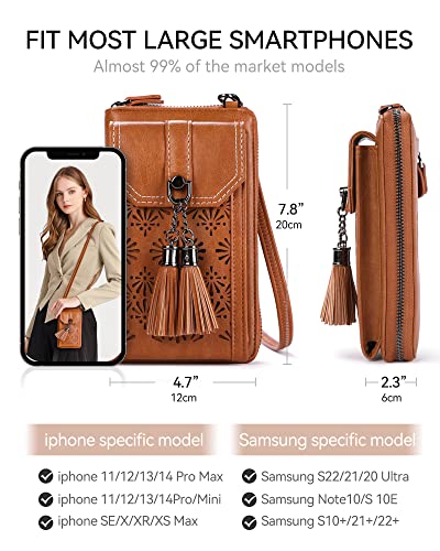 SIIHENRRY Small Crossbody Cell Phone Purse for Women, RFID Blocking Wallet Purse with Tassel, with Credit Card Slots