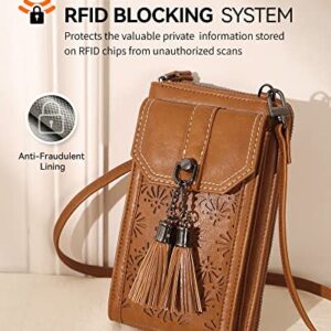 SIIHENRRY Small Crossbody Cell Phone Purse for Women, RFID Blocking Wallet Purse with Tassel, with Credit Card Slots