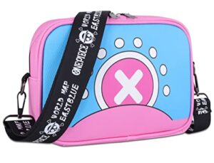 roffatide anime one piece crossbody bag tony tony chopper small shoulder bag sling bag girls crossbody handbag pink