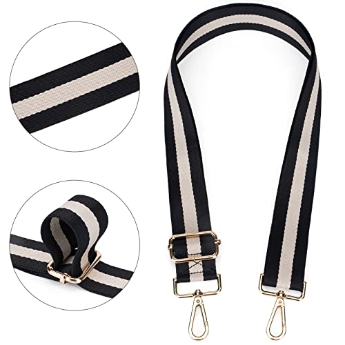 HKCLUF Women Bags Shoulder Strap Wide Purse Strap Adjustable Replacement Straps for Handbags Crossbody Bucket Shoulder Bag Replacement Belt(Black White)