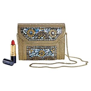 FLORIANA Mother of Pearl Crossbody Bag - Stone Mosaic Evening Purse