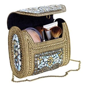 FLORIANA Mother of Pearl Crossbody Bag - Stone Mosaic Evening Purse