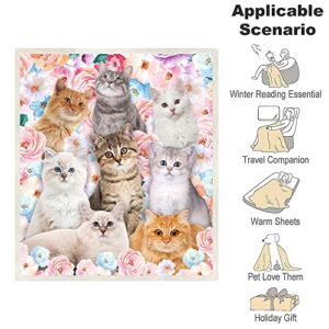 Juirnost Cat Blanket,Cat Lover Gifts for Women,Kitty Blanket Gifts for Cat Lovers,Kitten Blanket Throw for Bedroom Sofa Couch Cat Gifts for Girls 50X60inches Cat Lover Gift Blanket