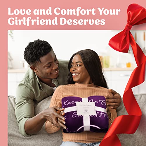 Gifts For Girlfriend, To My Girlfriend Blanket, Romantic Gifts For Her, Girlfriend Gifts, Gifts for Girlfriend, Love Gifts for Her, Gift For Girlfriend, I Love You Throw Blanket 65" × 50" (Purple)