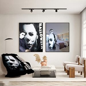 Halloween Horror Movie Blanket Michael Myers Blanket Flannel Blanket Micro Fleece Blanket for Bed Couch Living Room (Style-2, 50"x60")