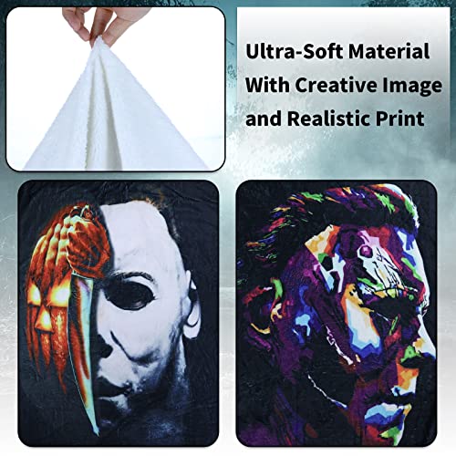 Halloween Horror Movie Blanket Michael Myers Blanket Flannel Blanket Micro Fleece Blanket for Bed Couch Living Room (Style-2, 50"x60")