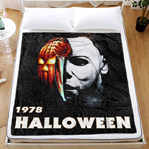 Halloween Horror Movie Blanket Michael Myers Blanket Flannel Blanket Micro Fleece Blanket for Bed Couch Living Room (Style-2, 50"x60")