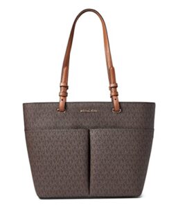 michael kors bedford medium top zip pocket tote brown/acorn one size