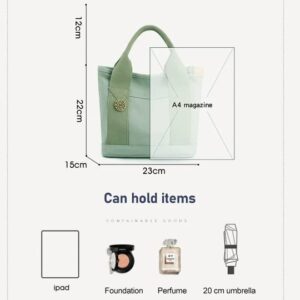 Canvas Bag - Large Capacity Multi-Pocket Handbag - Women Fashion Tote Bags With Zipper Shoulder Strap - for Daily Travel (Green)