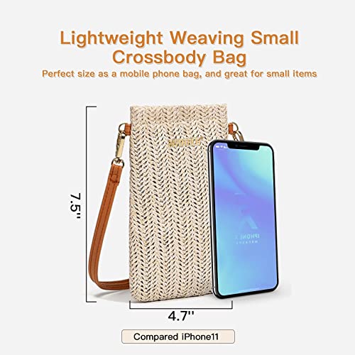 MTOTECH Women Small Straw Woven Crossbody Bag Mini Summer Beach Wallet Cell Phone Purse Travel Vacation Shoulder Bags