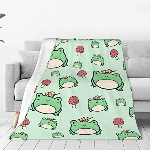 PIPABOBO Frog Blanket for Adults Women Girls, Cute Green Frog Throw Blanket Gift for Frog Lovers, Cartoon Animal Kawaii Stuff for Bed Couch Sofa Chair, 60"x80"