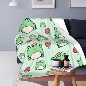 PIPABOBO Frog Blanket for Adults Women Girls, Cute Green Frog Throw Blanket Gift for Frog Lovers, Cartoon Animal Kawaii Stuff for Bed Couch Sofa Chair, 60"x80"