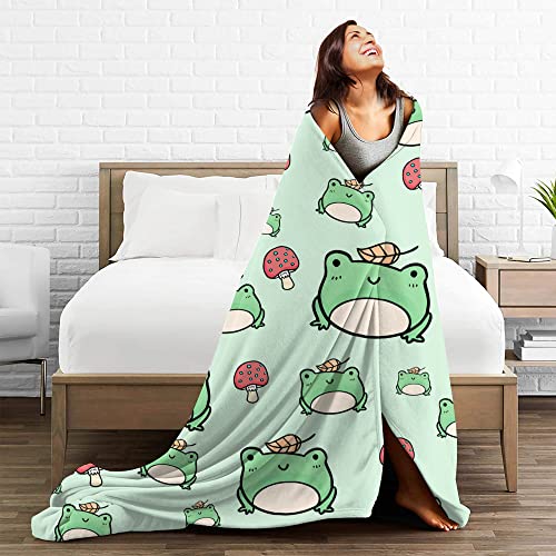 PIPABOBO Frog Blanket for Adults Women Girls, Cute Green Frog Throw Blanket Gift for Frog Lovers, Cartoon Animal Kawaii Stuff for Bed Couch Sofa Chair, 60"x80"