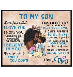 african americans mother wall art & decor – black women wall art – nursery decor – little boy bedroom decor – baby shower gift – mother son life empowerment inspirational quotes poster unframed 8×10