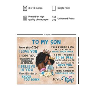 African Americans Mother Wall Art & Decor - Black women Wall Art - Nursery Decor - Little Boy Bedroom Decor - Baby shower Gift - Mother Son Life Empowerment Inspirational Quotes Poster UNFRAMED 8x10