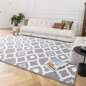 junovo super soft shaggy area rugs for bedroom living room, modern furry rug indoor plush carpet for kids girls teens room, large grey runner rug fuzzy nursery rug for dorm room home decor, 4 x 6 feet