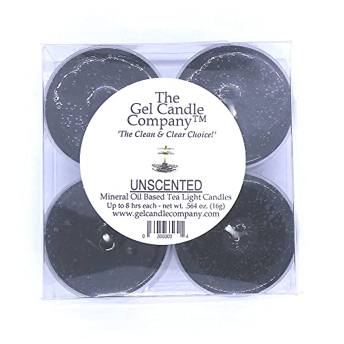 4 Pack Unscented BLACK COLOR Mineral Oil Based Up To 8 Hours Each Tea Lights Candles for weddings special events The Gel Candle Company™