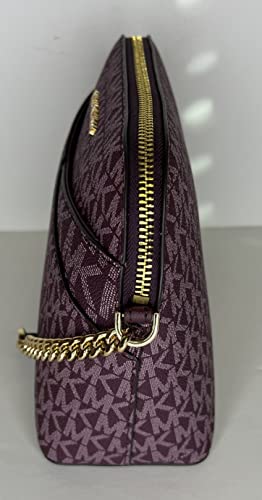 Michael Kors Jet Set Travel MD Dome XCross Crossbody bundled with SM TZ Coinpouch Purse Hook (Signature MK Bordeaux/Bordeaux)