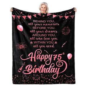 75th birthday gifts for women funny 1947 blanket for 75 year old woman 75th birthday throw ideas 75 birthday decorations for women her him wife sister mom friends grandmother 60″x50″