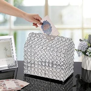 ELLDOO Crystal Wedding Card Box, House Shape Money Card Box Silver Gift for Wedding Receptions, Centerpiece Decor, Anniversary, Keepsake, Gift Display Box