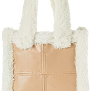 Madden Girl Faux Fur Tote-Tan & White, Tan