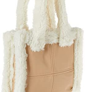 Madden Girl Faux Fur Tote-Tan & White, Tan