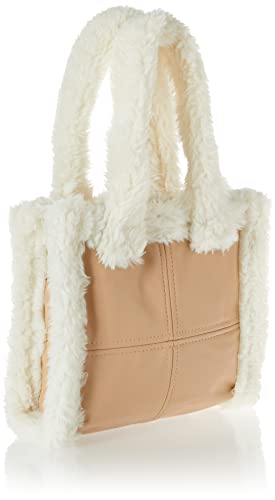 Madden Girl Faux Fur Tote-Tan & White, Tan